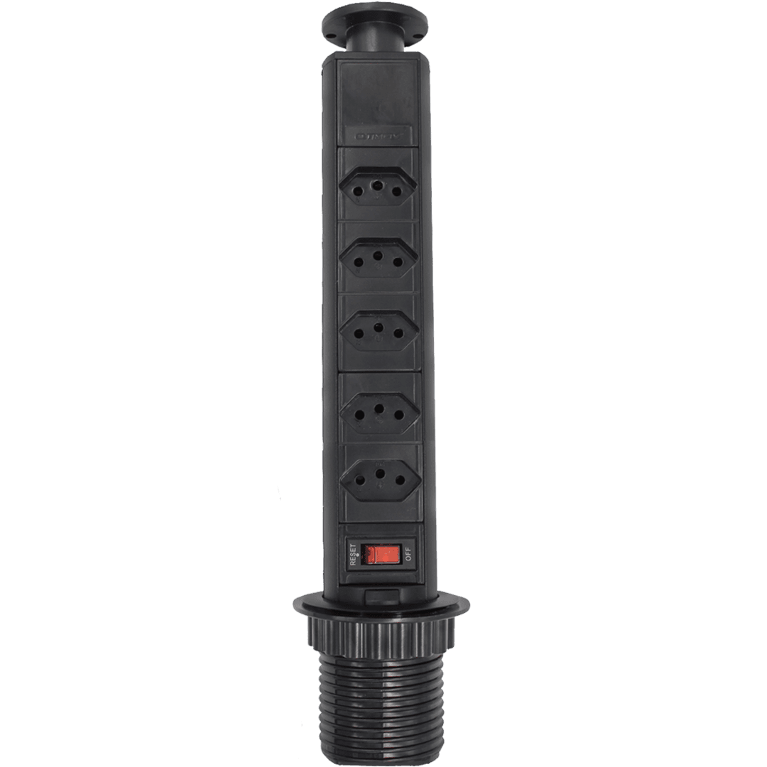 Torre De 5 Tomadas 16 Amperes Com 5 Tomadas Multiplug Bivolt Cor Preto ...