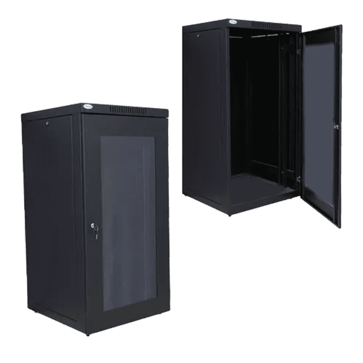 Rack 20U Piso P.G. Preto com Porta 570mm – Ideal para Servidores | Max Eletron | LEVEL ONE