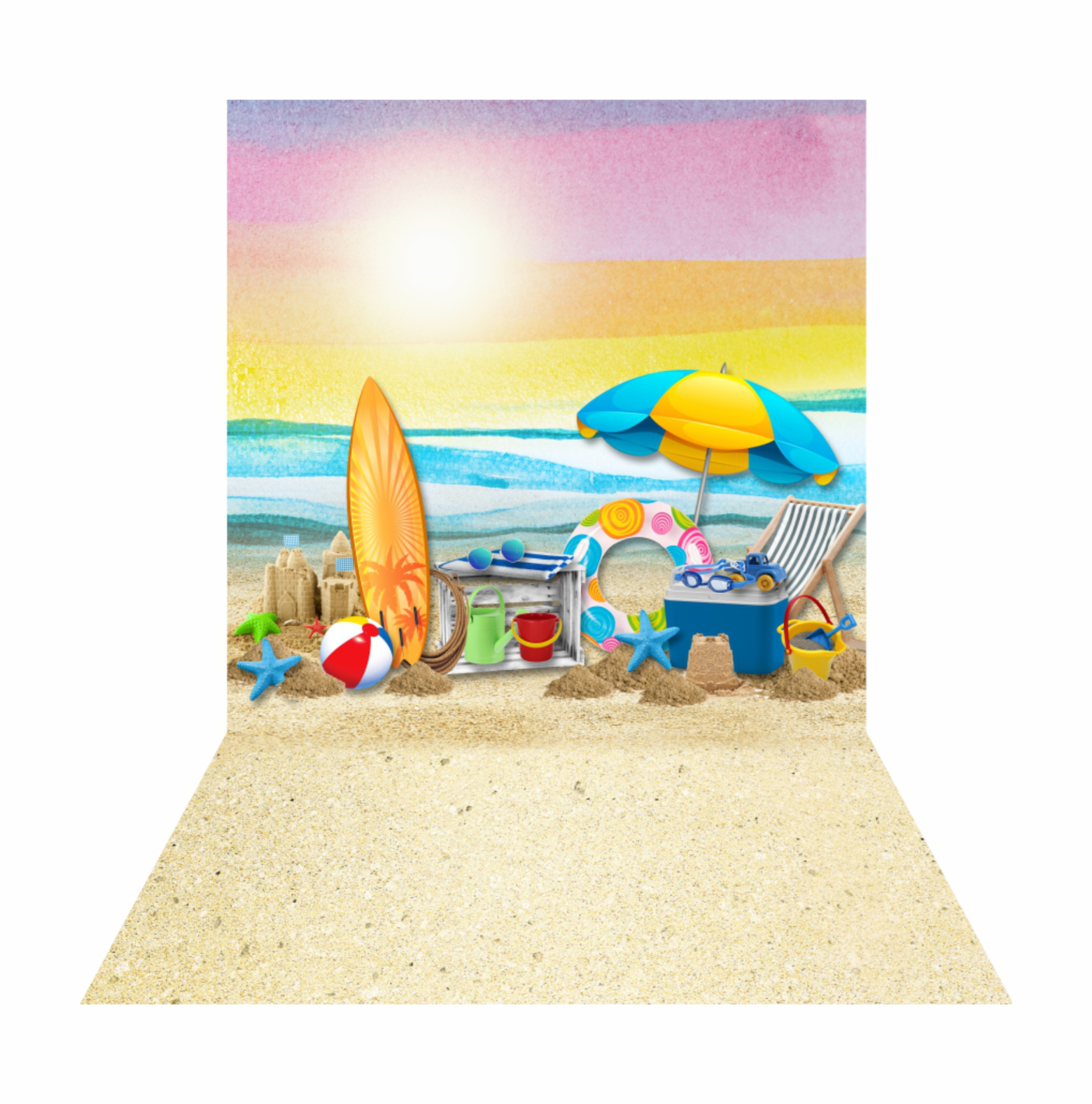 Fundo Fotográfico Praia 1,20 X 1,70 M Tecido Sublimado 3d | Genial Mix