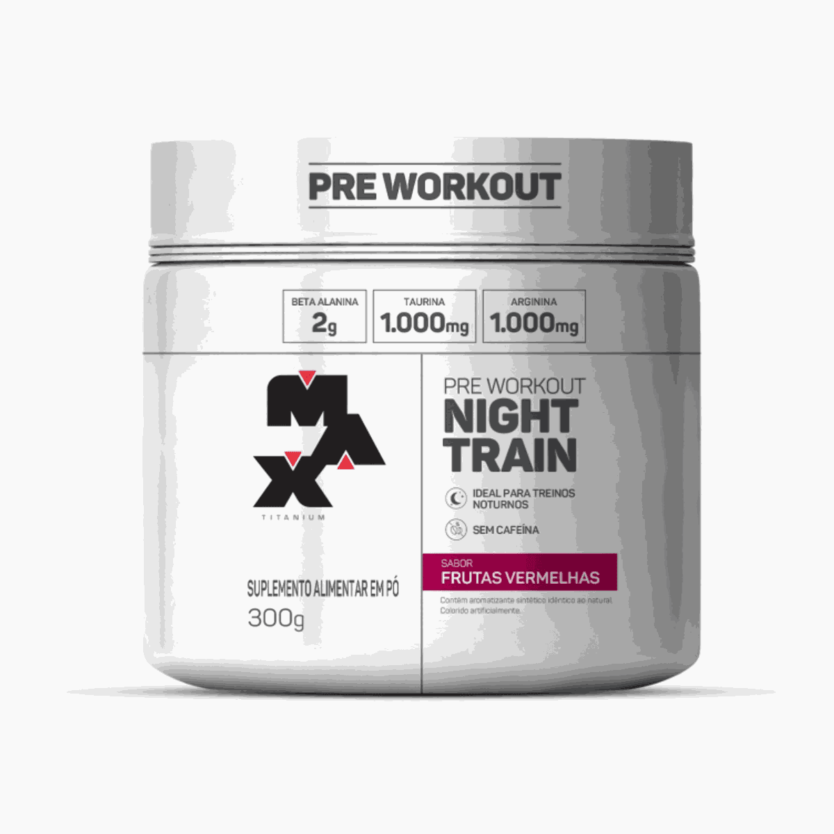 Night Train Pré Workout sem Cafeína 300g Max Titanium Frutas Vermelhas ...