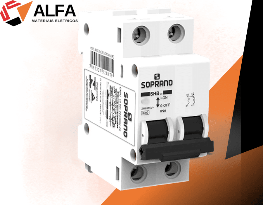 disjuntor bipolar 70a curva c mini din 3ka | Alfa Materiais Elétricos