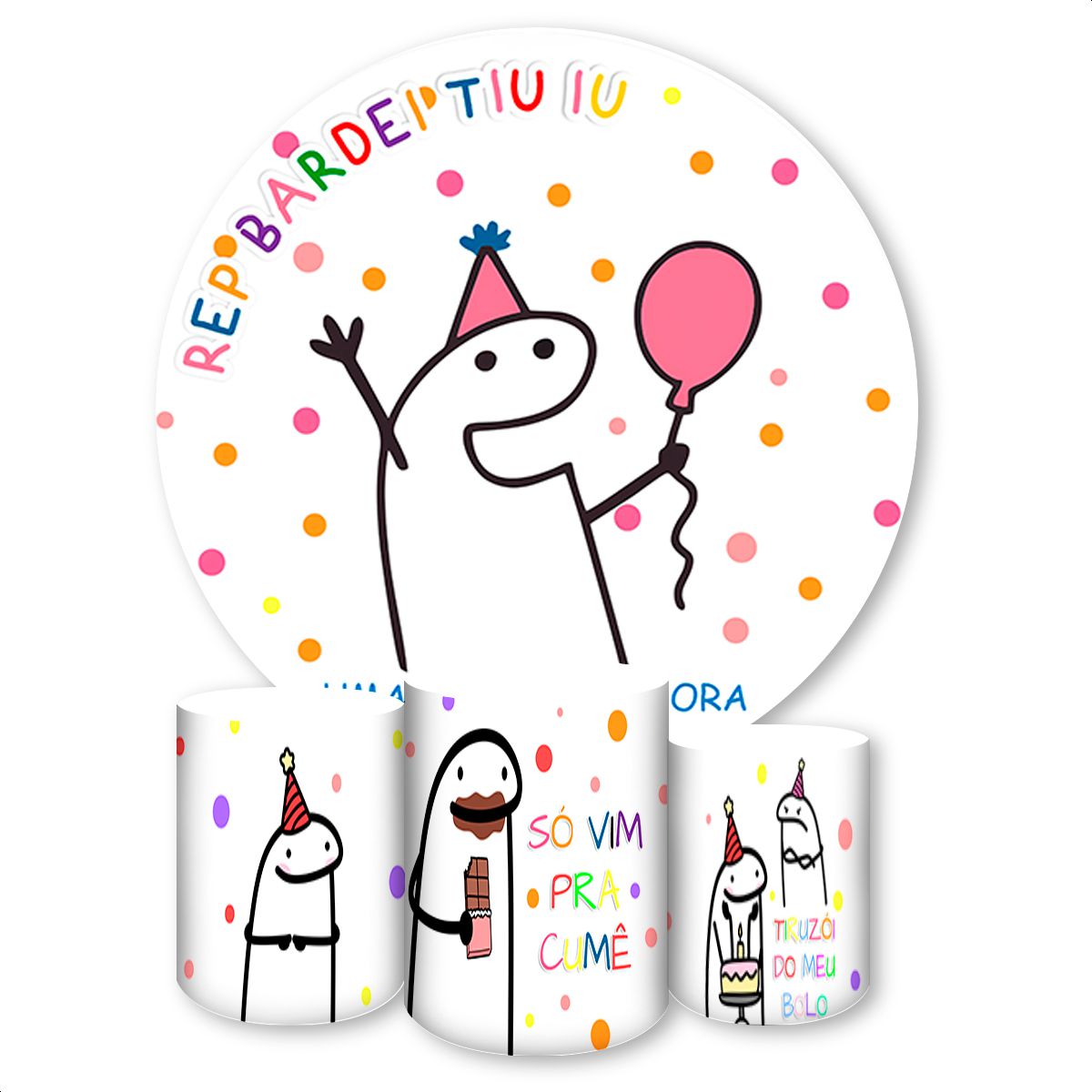 Capa Painel + Trio Capas Cilindros Sublimados Tema Flork 1069 | Painel ...