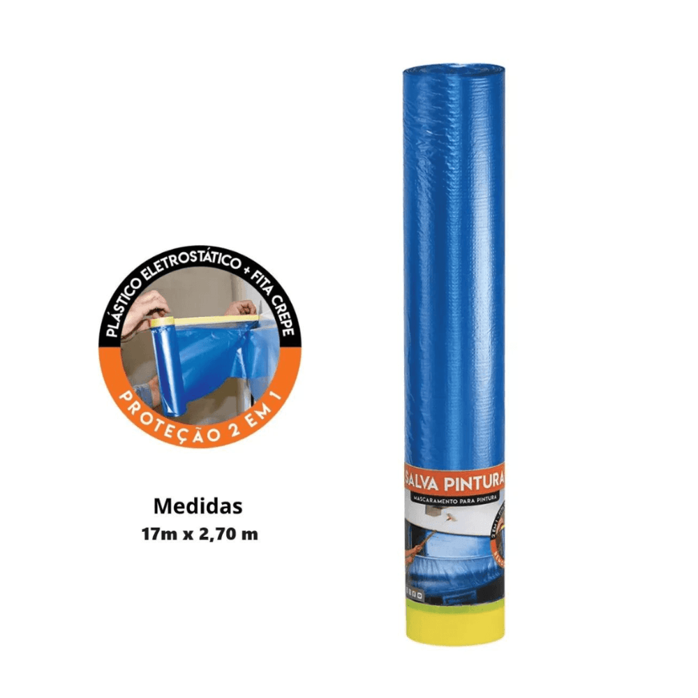 Salva Pintura Filme Plástico Salvabras - 17m x 2,70cm | Protetintas