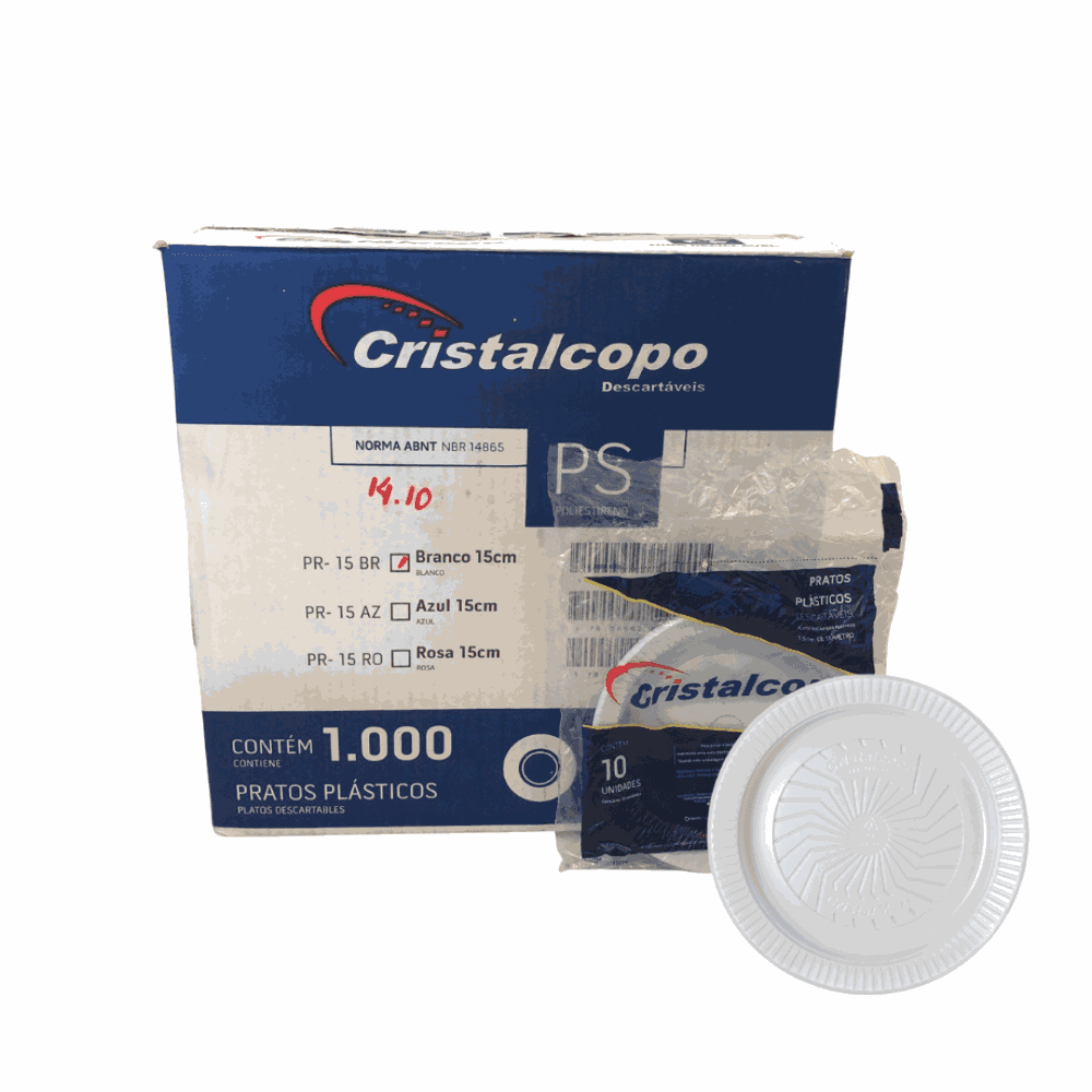PRATO PLAST 15CM CRISTALC - Cx 1000(3) | Só Embalagens & Descartáveis