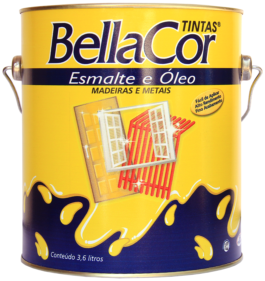 Esmalte brilhante base d'água branco 3,6L - BellaCor | Tintavel
