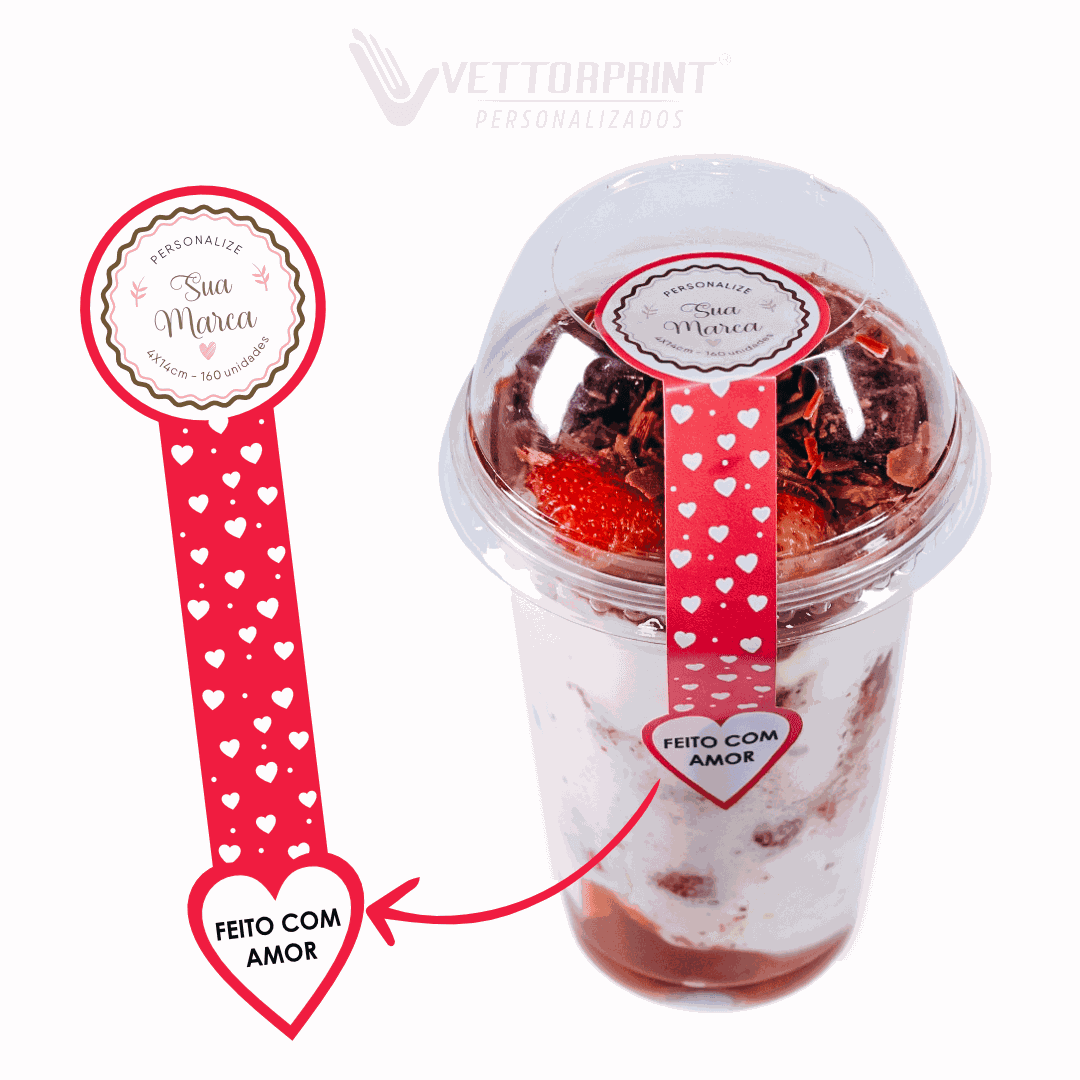 120 Unidades - Lacre Adesivo Personalizado - 14x4cm - Para copos até ...