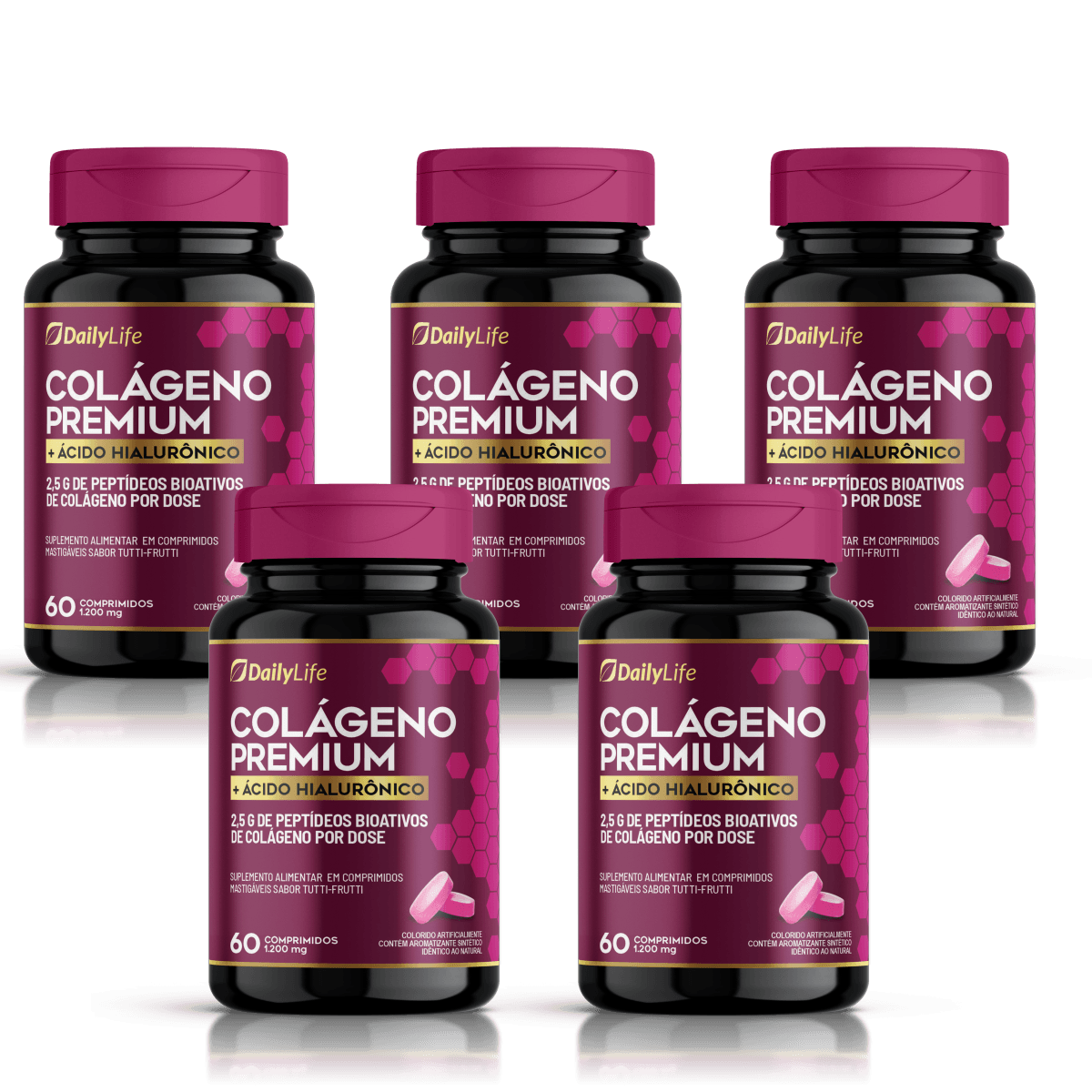 Colágeno Premium - Daily Life - 60 Comprimidos Mastigáveis de 1200mg ...