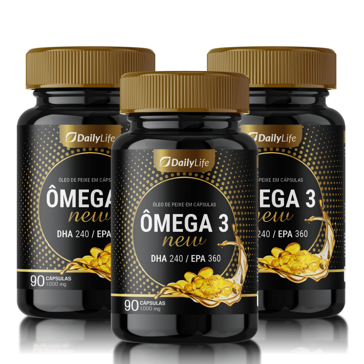 Ômega 3 - Suplemento Óleo de Peixe - Dha 240/Epa 360 - 90 Cápsulas - 3x | KAHSH STORE MARKETPLACE