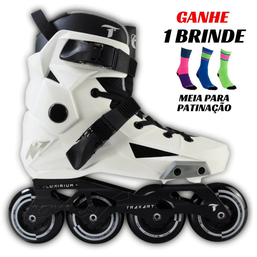 Patins Inline Freestyle Traxart Revolt Branco 80mm ABEC 9 1 775 Franca