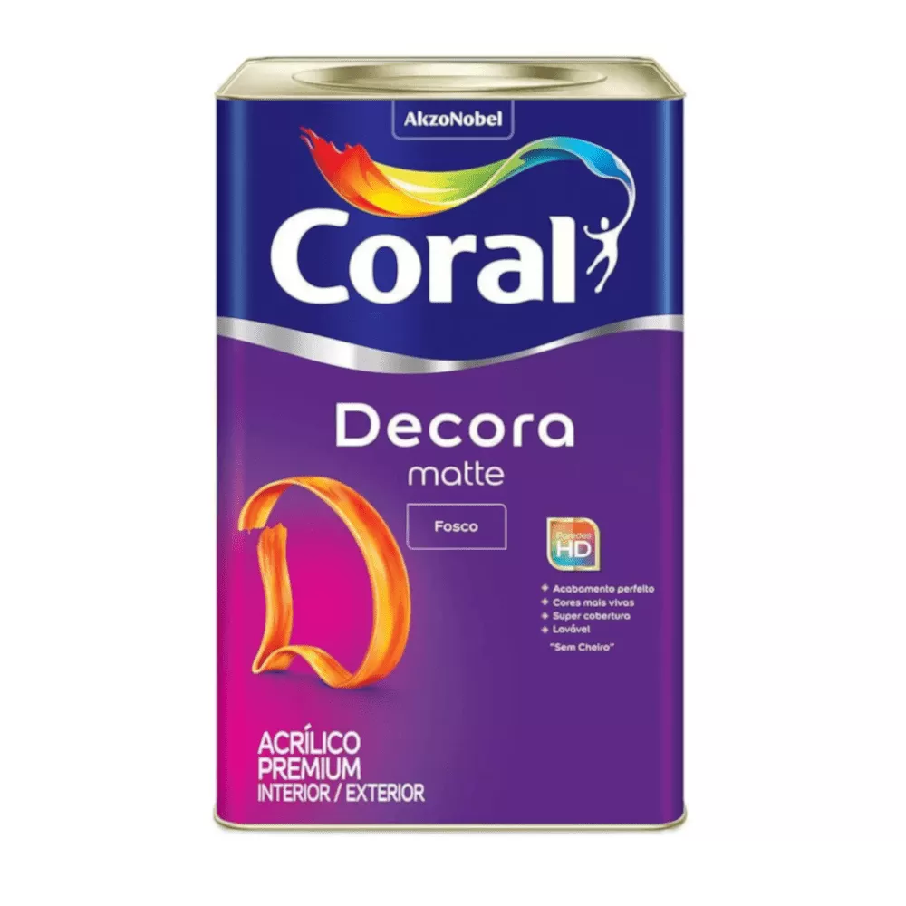 TINTA ACRÍLICO FOSCO DECORA MATTE 18L CORAL | Casa do Viana