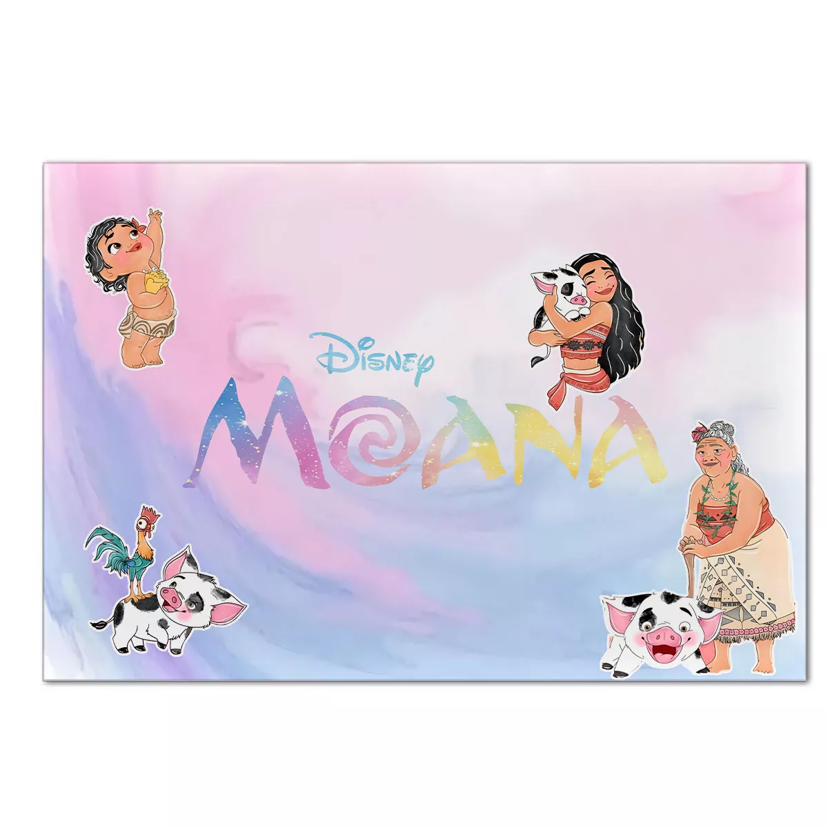 Painel Retangular Horizontal Moana Aquarela | ESTAMPARIA NET