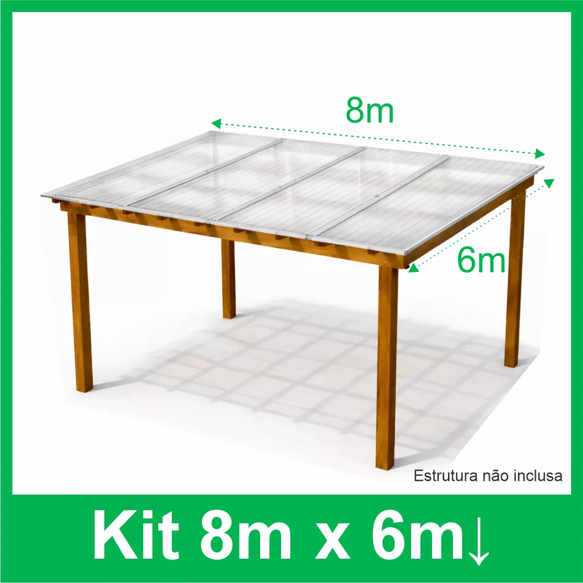 KIT PERGOLADO POLICARBONATO ALVEOLAR 8x6 – QUEDA 6M | POLY SHEET ...