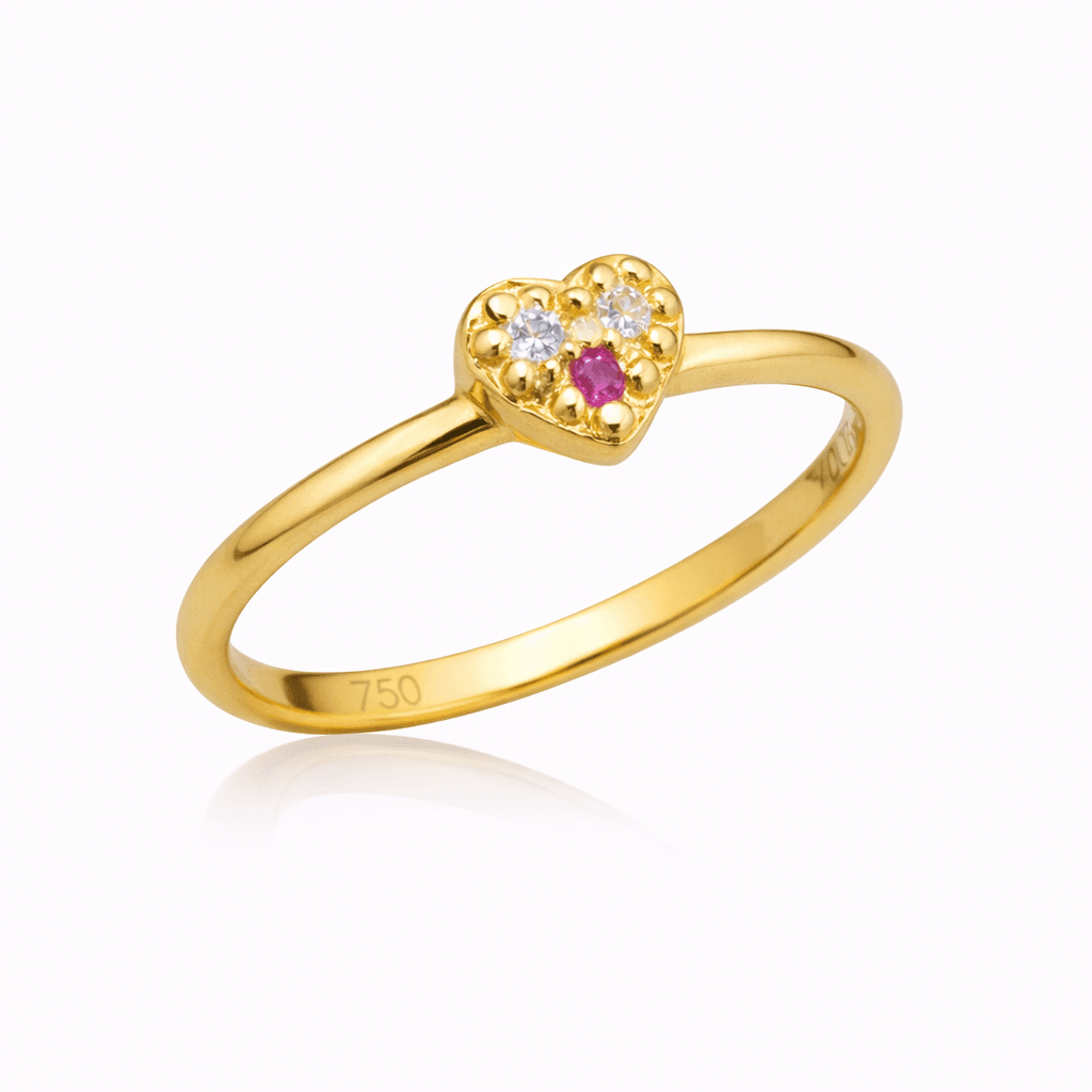 Anel de ouro 18k Coração Com Zircônias | Fábrica do Ouro ®️