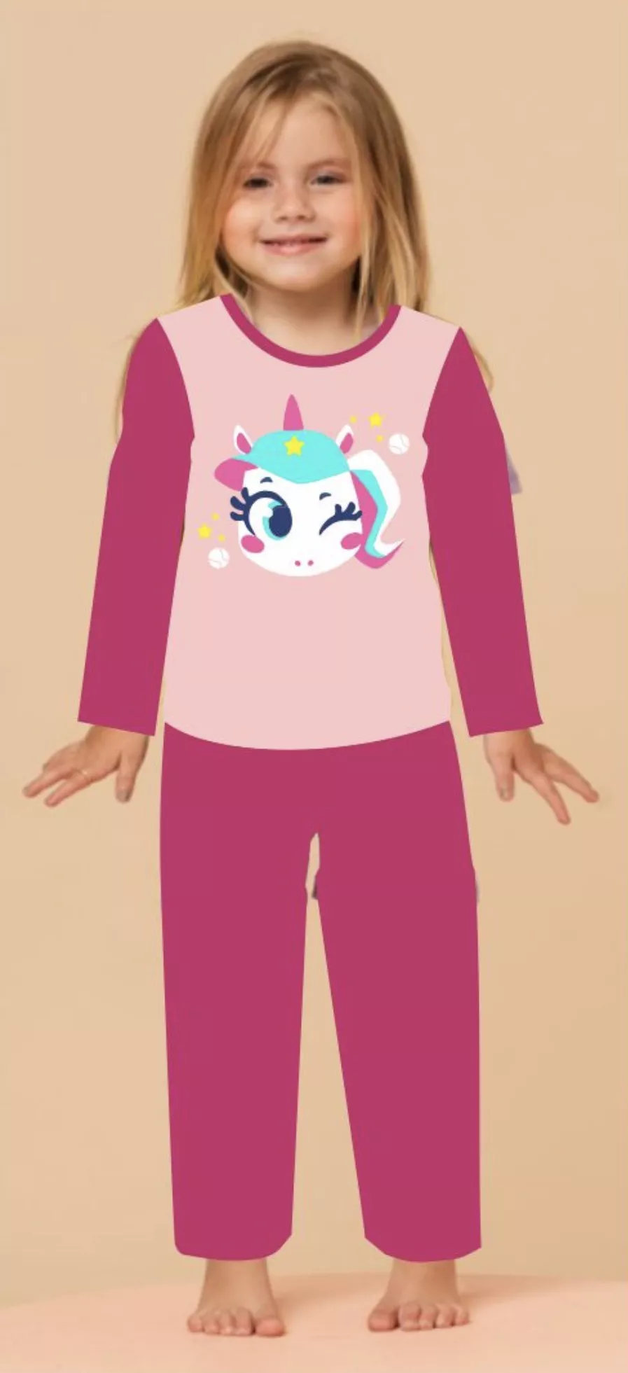 PIJAMA MANGA LONGA INFANTIL FEMININO - UNICÓRNIO (ROSA) | Bella Mini