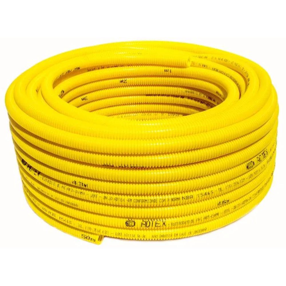 Conduíte Eletroduto Corrugado Amarelo 1/2 DN25 Rolo 50m Adtex ...