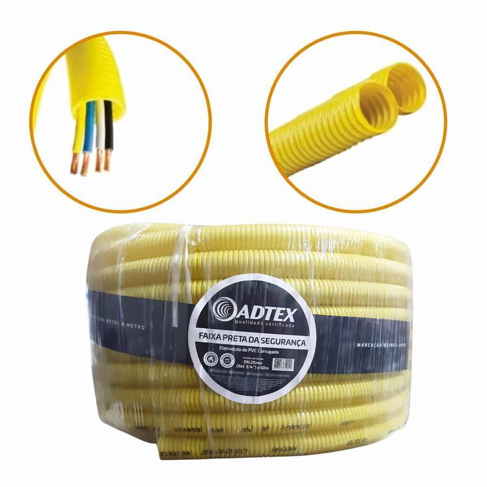 Conduíte Eletroduto Corrugado Amarelo 3/4 Pol 50m Adtex | Broketto ...