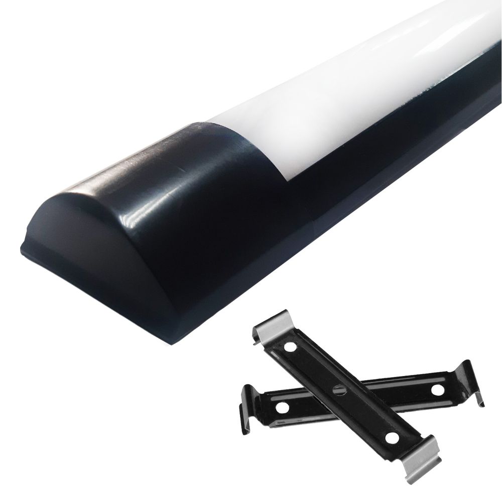 Luminaria Led Sobrepor Linear Slim Preta 120cm 36W 6500K | Broketto ...