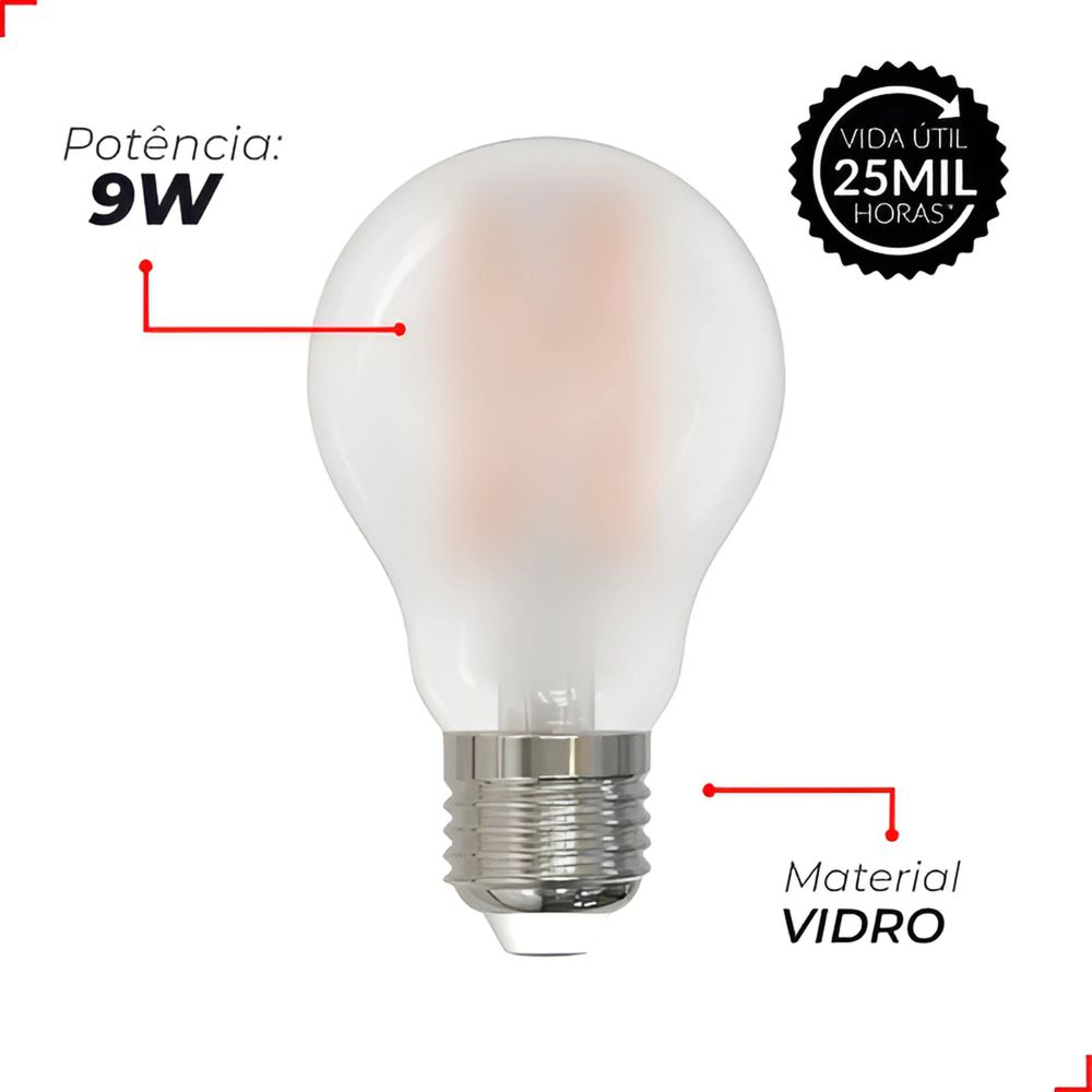 Lamp Retrô A60 Pera 9W Vidro Matte E27 2700K Bivolt Avant | Broketto ...