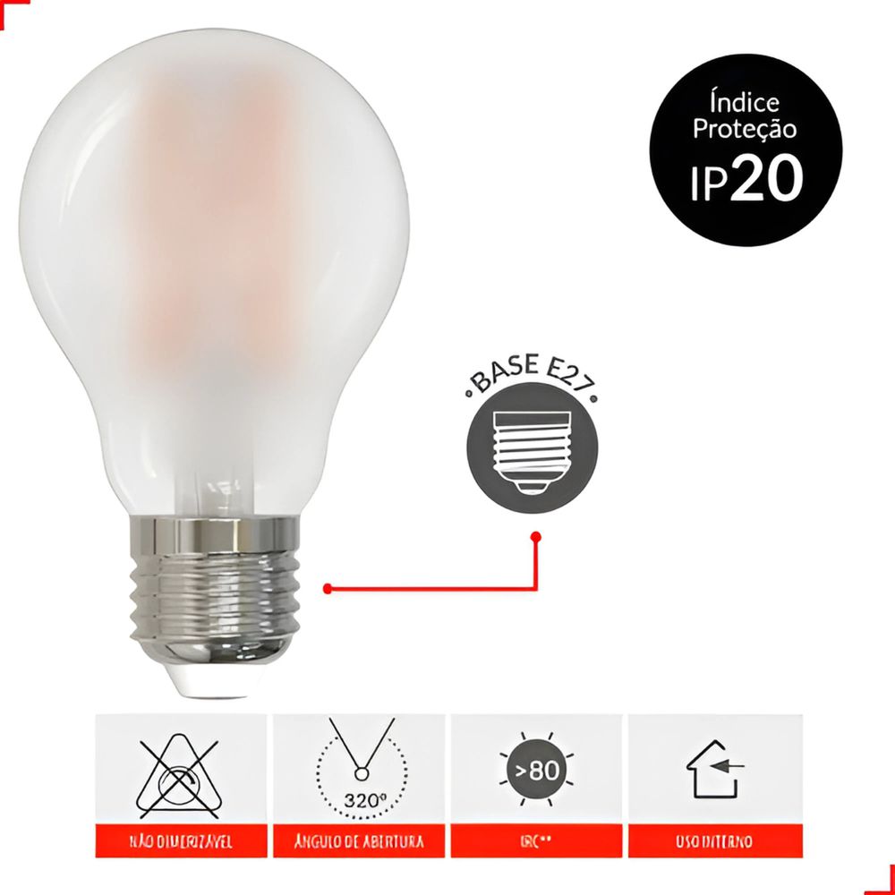 Lamp Retrô A60 Pera 9W Vidro Matte E27 2700K Bivolt Avant | Broketto ...