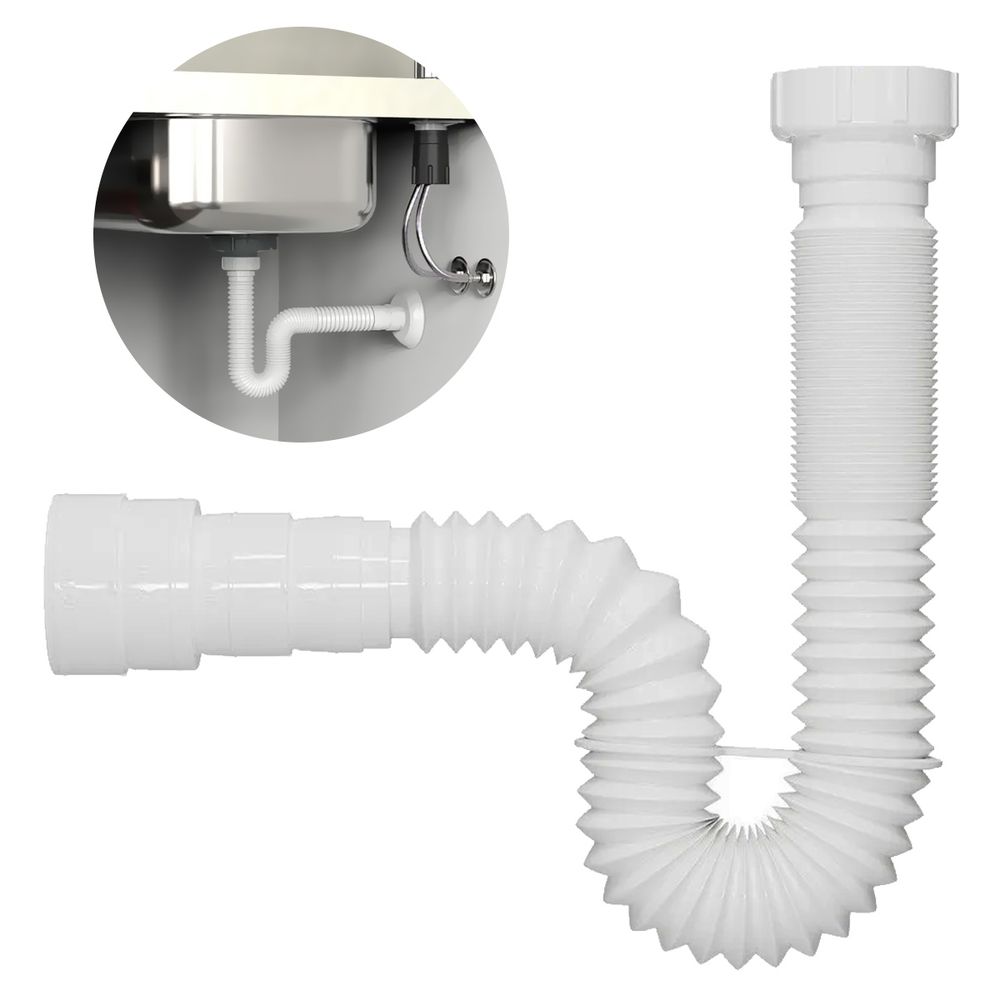 Sifão Tubo Extensivo Universal Sifonado C/ Suporte Branco | Broketto Materiais Elétricos