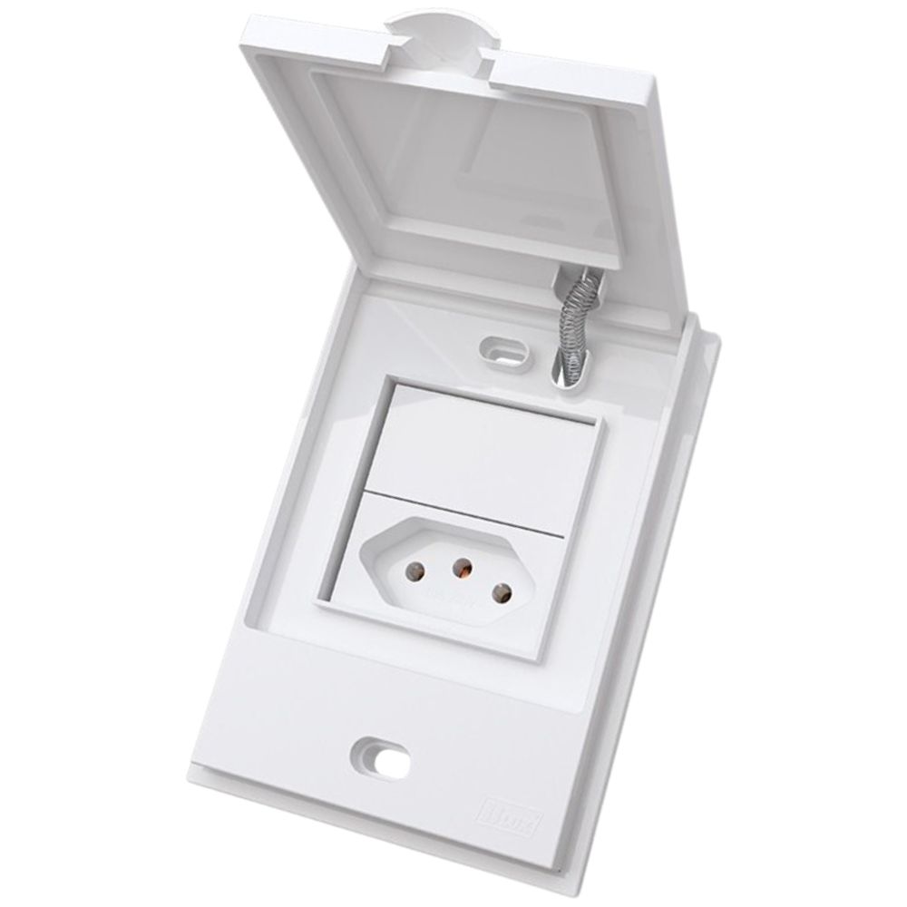 Tomada 2P+T Simples C/ Tampa Área Externa 20A Branco Blux | Broketto ...