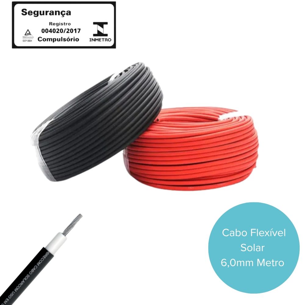 Cabo Flexível Solar Fotovoltaico 6,00mm 0,6/1KV | Broketto Materiais Elétricos