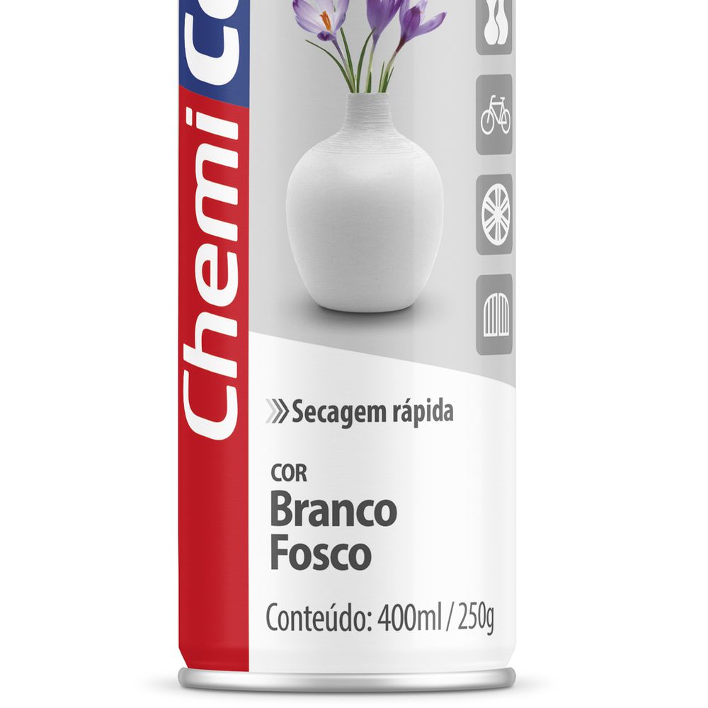 Tinta Spray Uso Geral Chemicolor Branco Fosco 400ml | Broketto ...