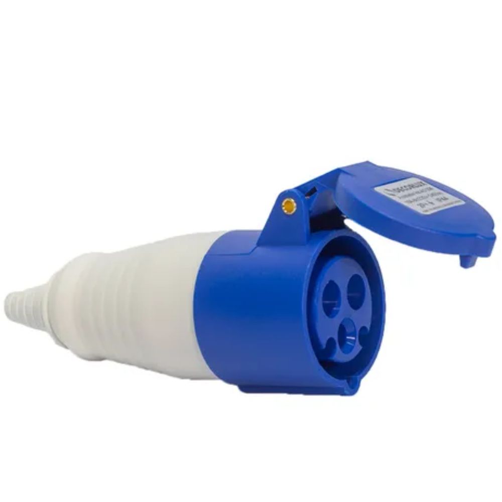 Acoplamento Tomada Industrial 16A 6H 220-2401V 2P+T Ip44 Azul | Broketto Materiais Elétricos