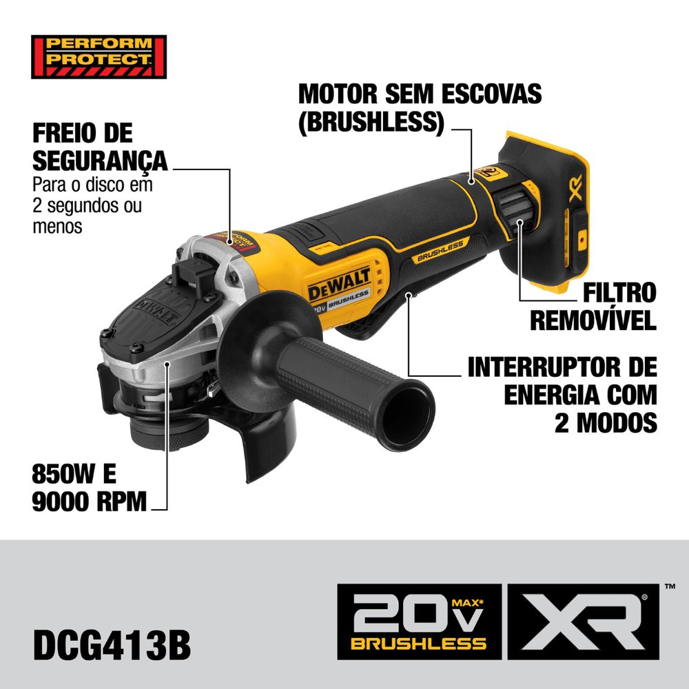 Esmerilhadeira Angular Dewalt 4 1/2 Pol 20V Com 2 Baterias e Carregador ...