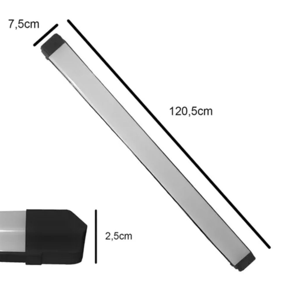 Luminária Led Linear Slim 120cm 3000K 54W Preta Bivolt Completa ...