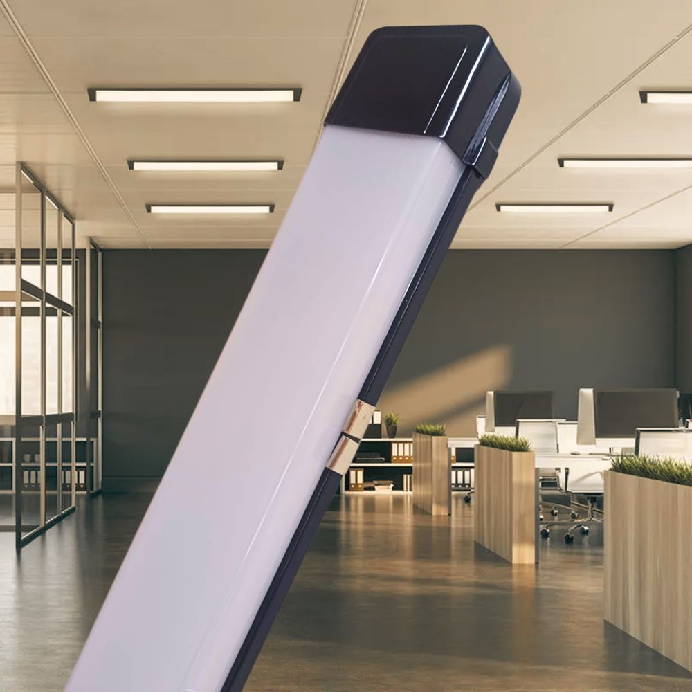 Luminária Led Linear Slim 120cm 4000K 54W Preta Bivolt Completa ...