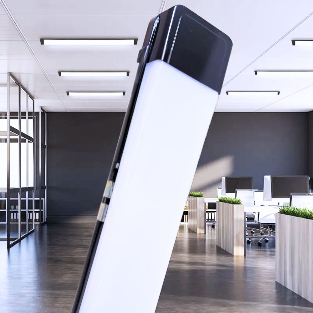 Luminária Led Linear Slim 120cm 6500K 54W Preta Bivolt Completa ...