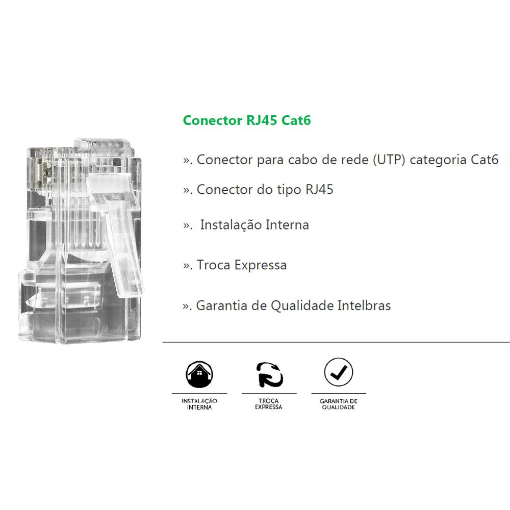 Kit 10 Conector RJ45 CAT6 Macho Cabo de Rede | Broketto Materiais Elétricos
