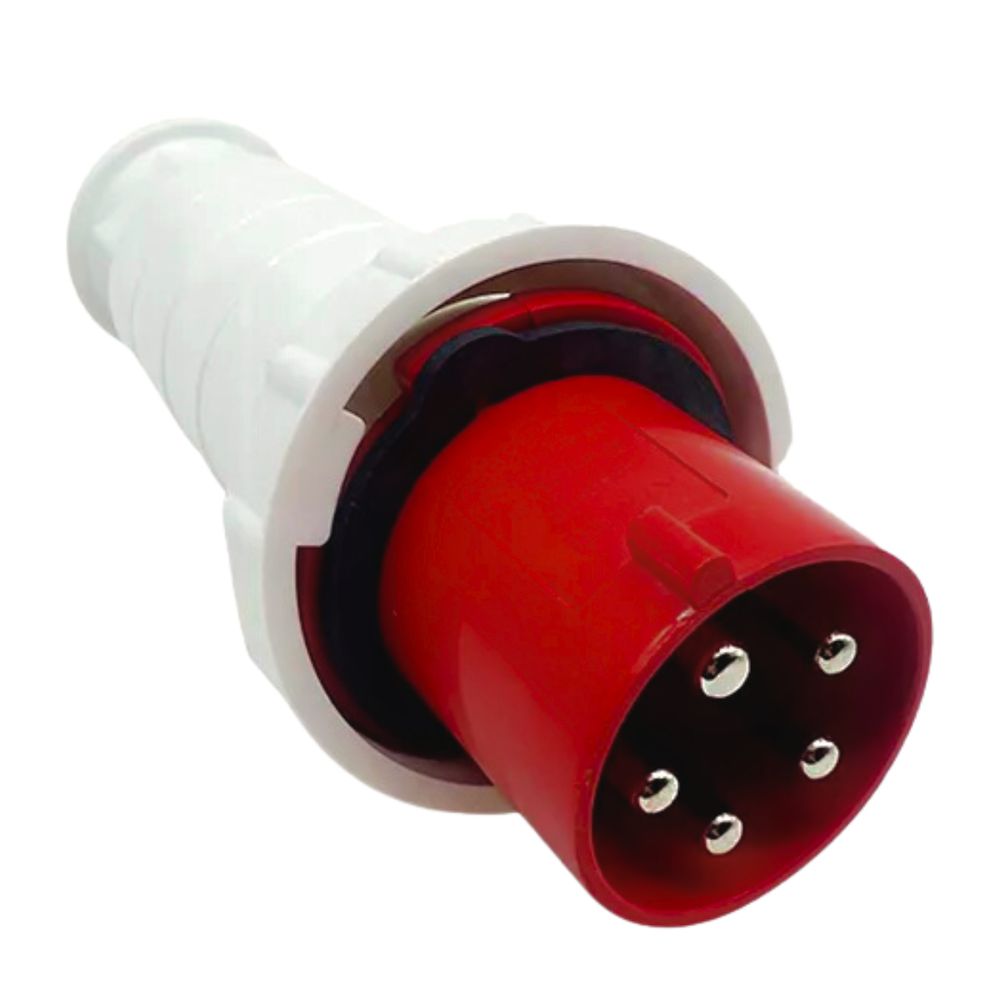 Plugue de Tomada Industrial 63A 6H 380-415V 3P+T+N IP65 Vermelho ...