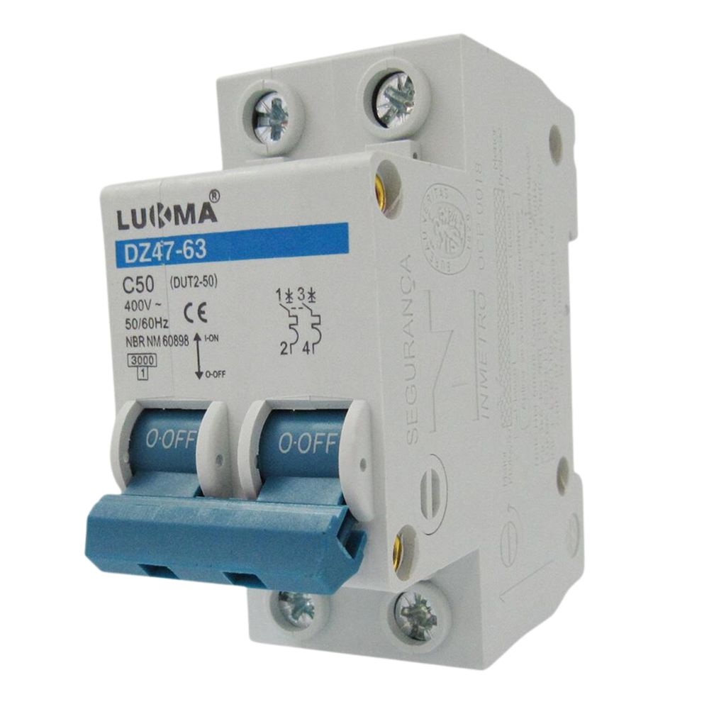 Disjuntor Bipolar Din Curva C 50A Lukma | Broketto Materiais Elétricos