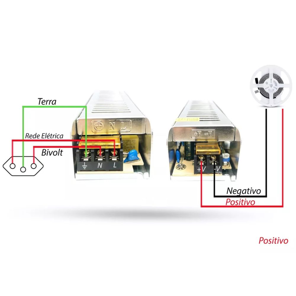 Fonte Driver Slim Chaveada para Fita Led 12v 300W 25A Bivolt | Broketto Materiais Elétricos