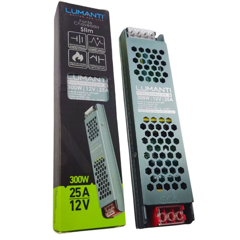 Fonte Driver Slim Chaveada para Fita Led 12v 300W 25A Bivolt | Broketto Materiais Elétricos
