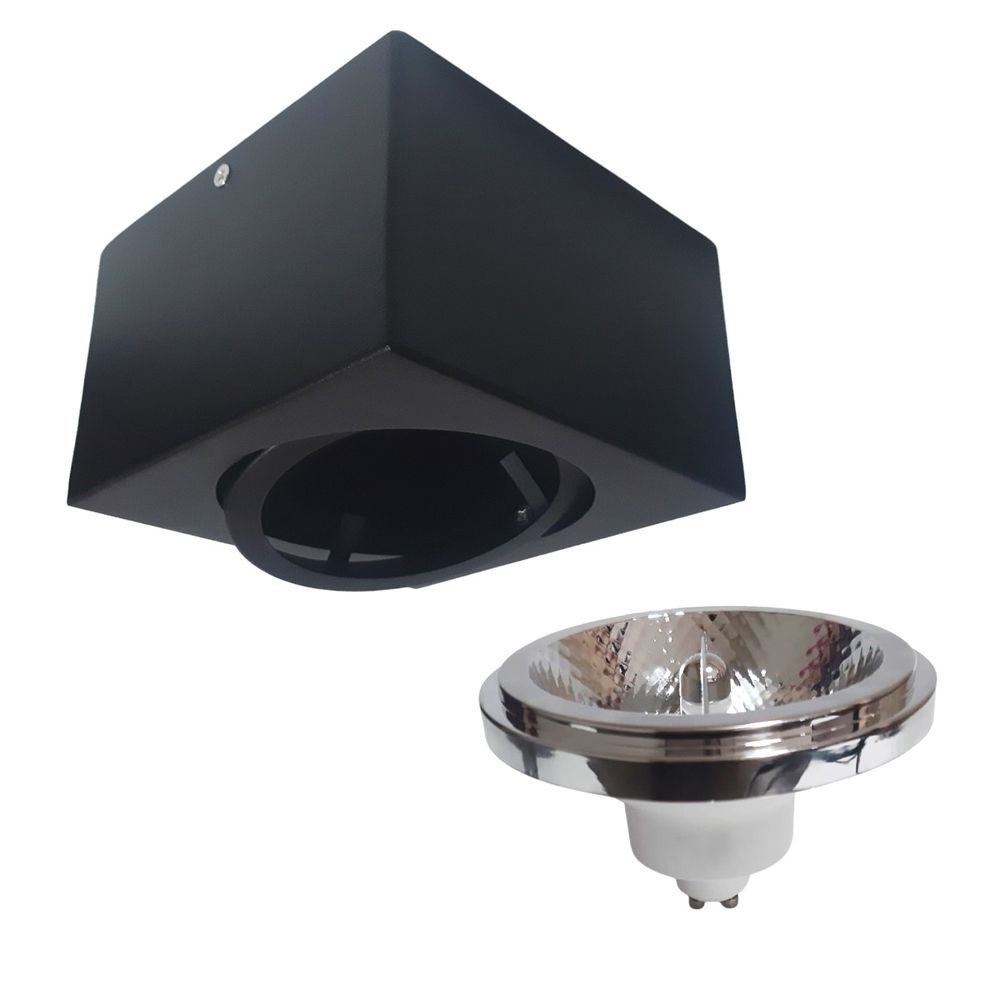 Kit Spot Sobrepor Box Preto AR111 E Lâmpada 12W 3000K | Broketto ...