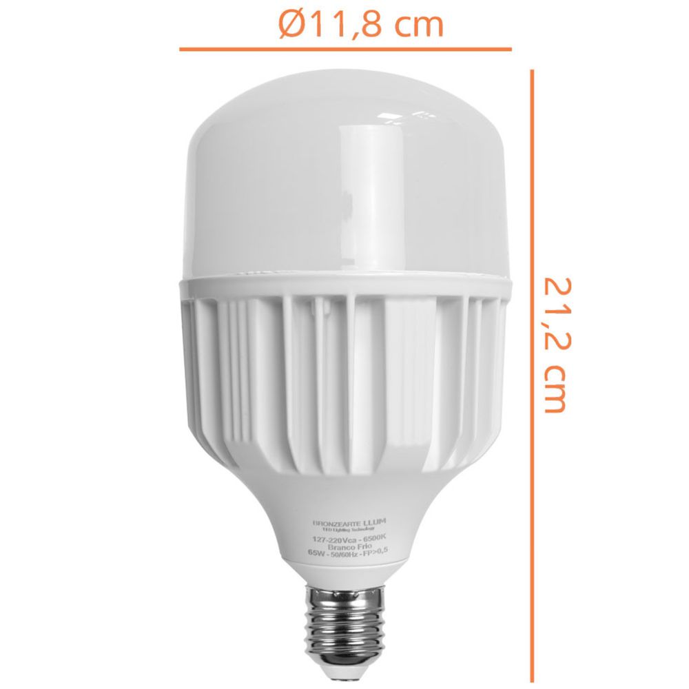 Lâmpada Led Alta Potência 65W E-40 Branca Fria 6500k | Broketto Materiais Elétricos