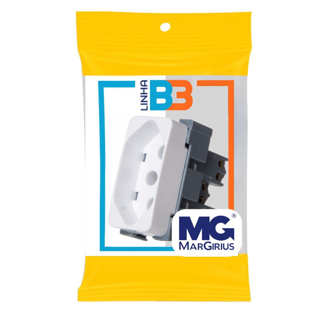 Módulo Tomada 2p+t 20A Branca B3 Margirius | Broketto Materiais Elétricos