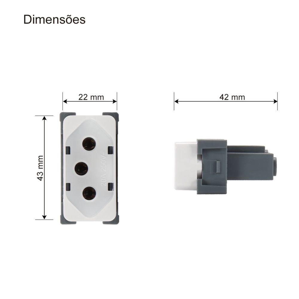 Módulo Tomada 2p+t 20A Branca B3 Margirius | Broketto Materiais Elétricos