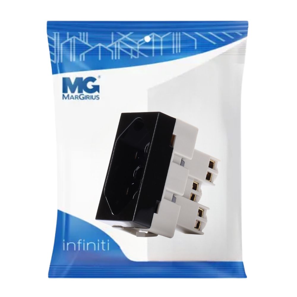 Módulo Tomada 2p+t 20A Preto Infiniti Margirius | Broketto Materiais Elétricos