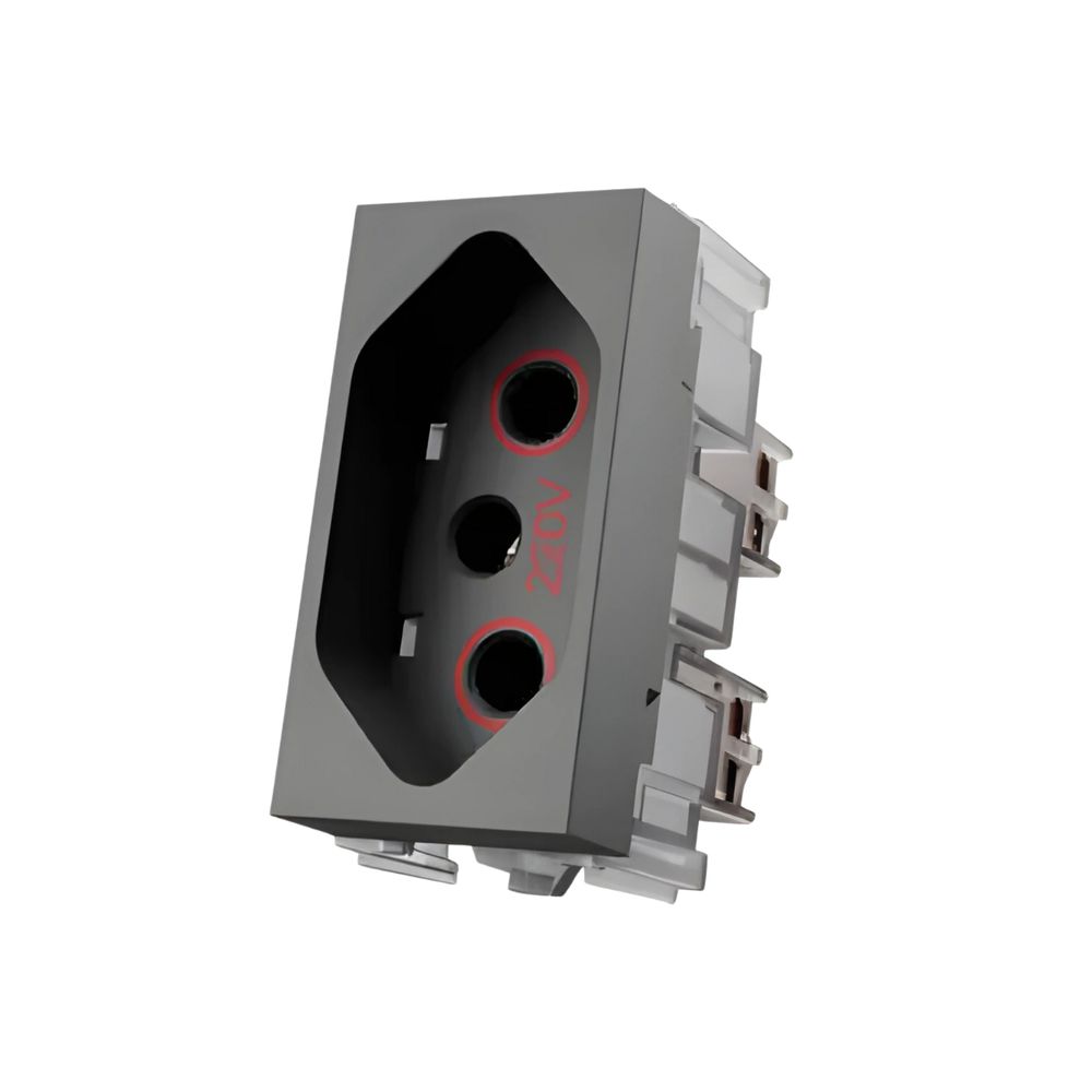 Tomada 2P+T 20A 250V Titânio 220V Aura Margirius | Broketto Materiais ...
