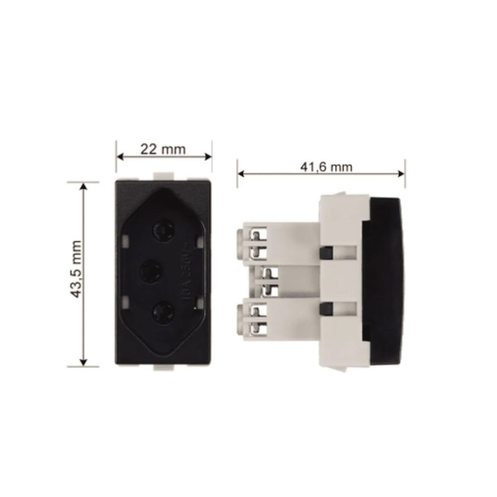 Módulo Tomada 2p+t 20A Preto Fosco Ebony Clean Margirius | Broketto Materiais Elétricos