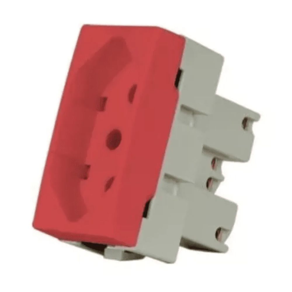 Módulo Tomada 2P+T 20A Vermelho Fosco Clean Margirius | Broketto Materiais Elétricos