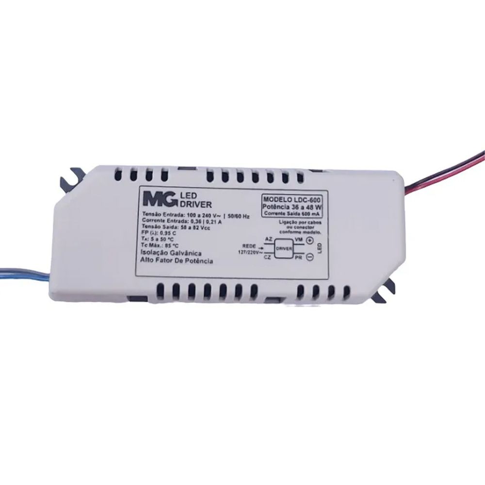 Fonte Driver Plafon Painel Led 36w-48w 600Ma Sem Conector | Broketto ...