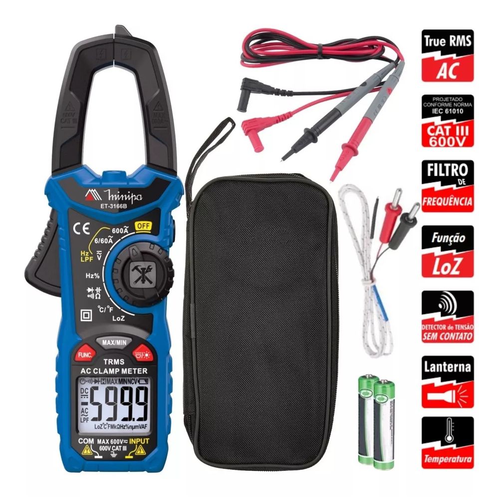 Alicate Amperímetro Digital CAT III ET-3166 Minipa | Broketto Materiais ...