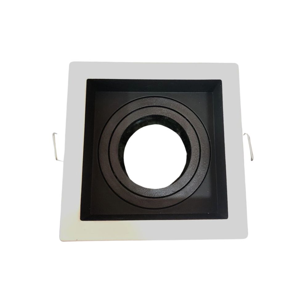 Spot Embutir MR16 Dicroica Quadrado Branco com Recuo Preto | Broketto Materiais Elétricos