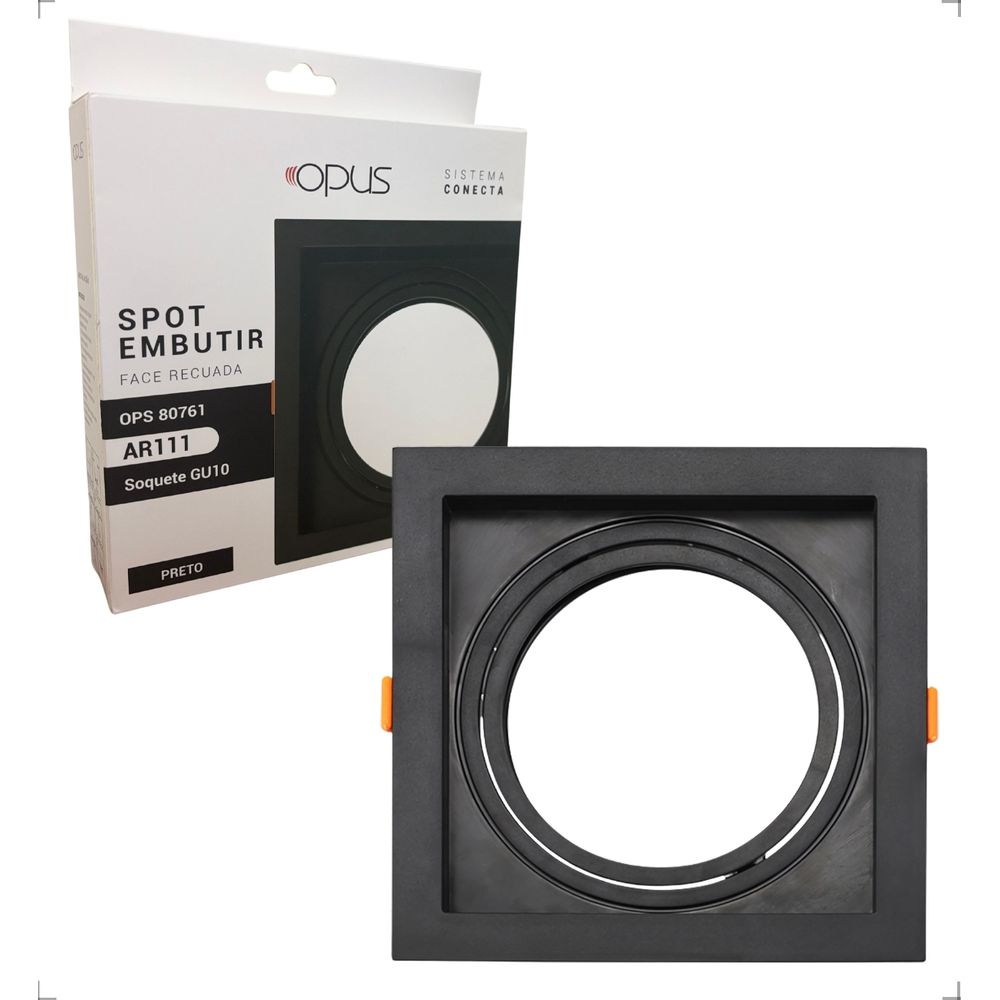 Spot De Embutir AR111 Quadrado Recuado Preto | Broketto Materiais Elétricos