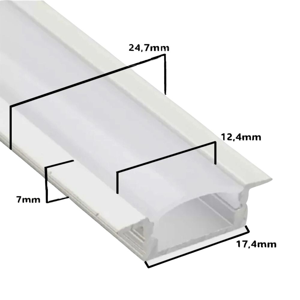 Kit 10 Perfis 1 Metro P/ Fita Led Slim Embutir 24x7 Alumínio | Broketto ...